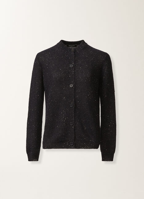 Mohair cardigan with sequins, midnight blue for Women | Fabiana Filippi®