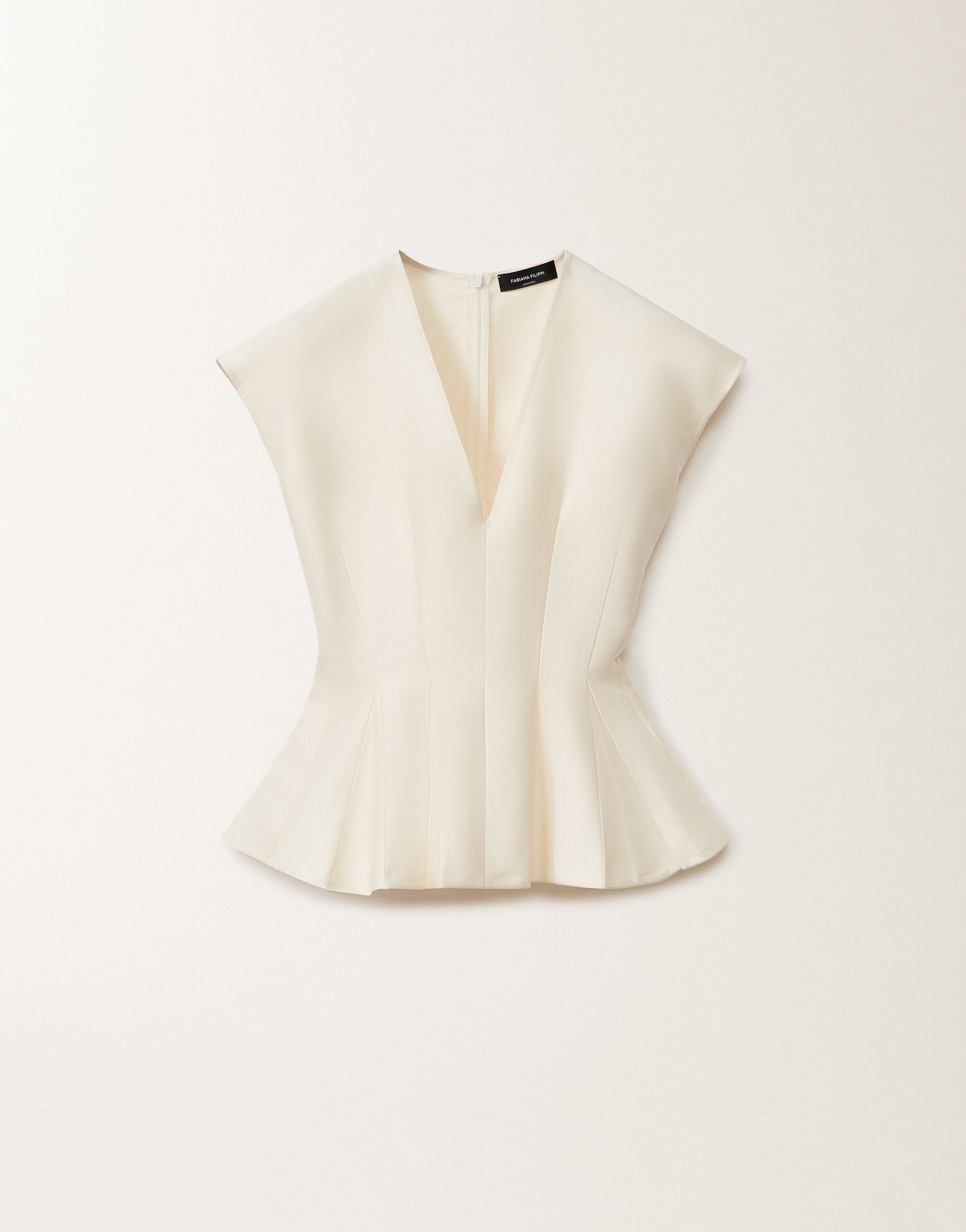 Cotton and silk mikado top, vanilla for Women | Fabiana Filippi®